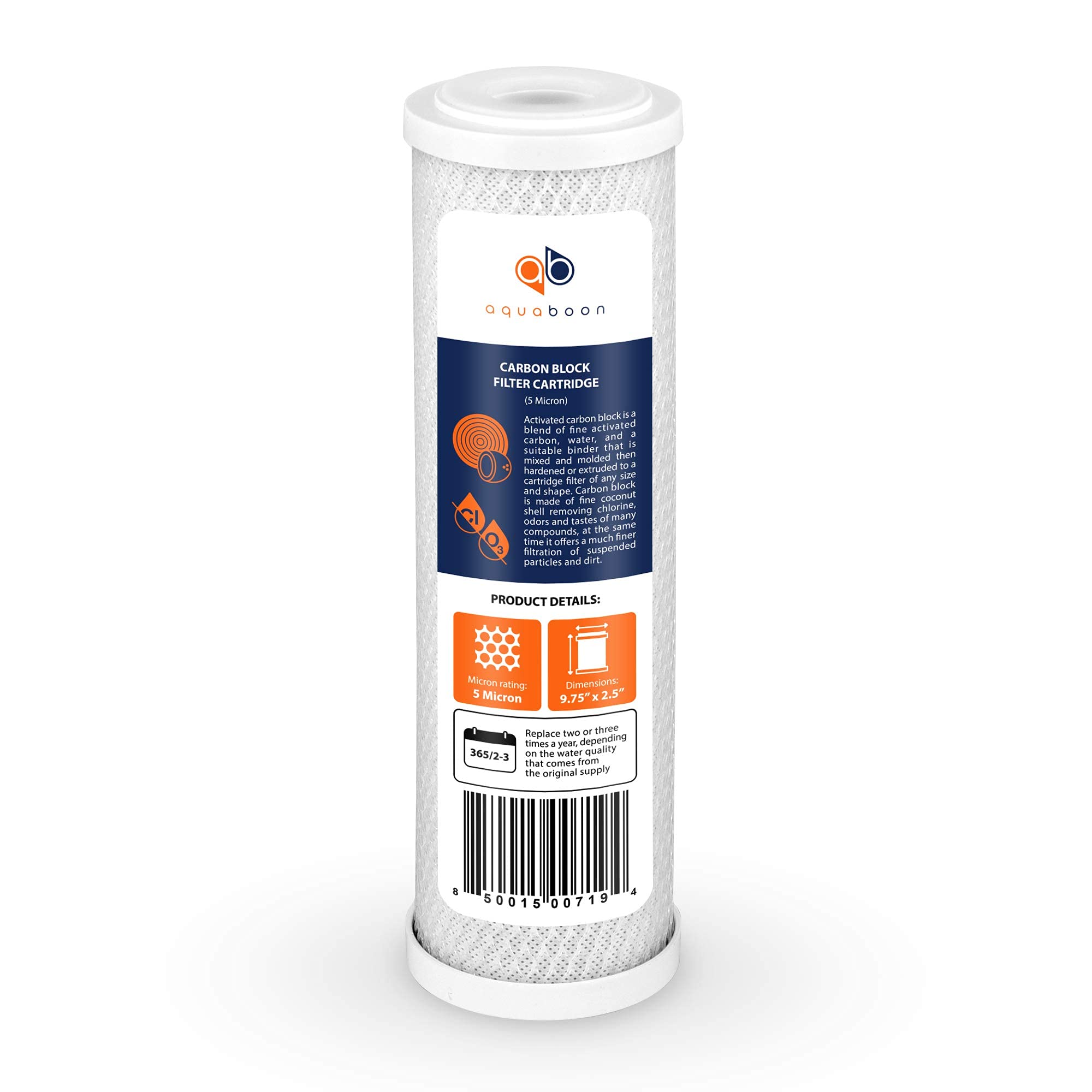 Aquaboon Universal 5 Micron 10 x 2.5 inch Cartridge, Replacement Filter Set with Sediment & Carbon Filters for Standard 10" Housings, Compatible: DWC30001, FXWTC, WHEF-WHWC, WHKF-WHWC, Pentek DGD, RFC