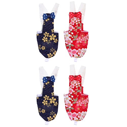 Balacoo 4Pcs Pet Chicken Diaper Floor Printed Chicken Diaper Washable Pet Diaper Fashionable Duck Diaper with Bow Tie for Poultry Goose Duck Hen Chicken