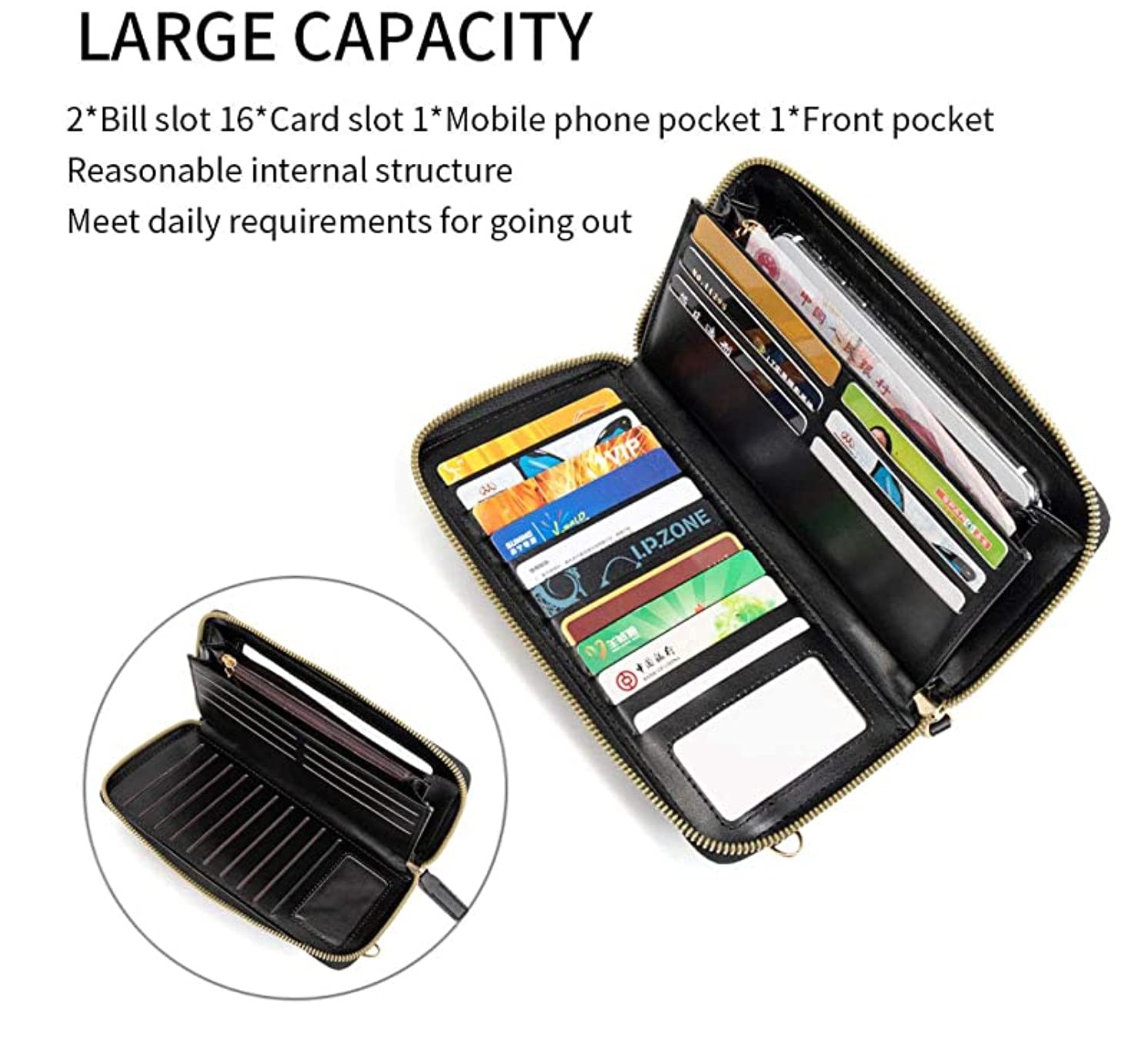 Touch Screen Phone Bag Small Crossbody Bag Shoulder Handbag, RFID Blocking Wallet for Women (#01 Black)