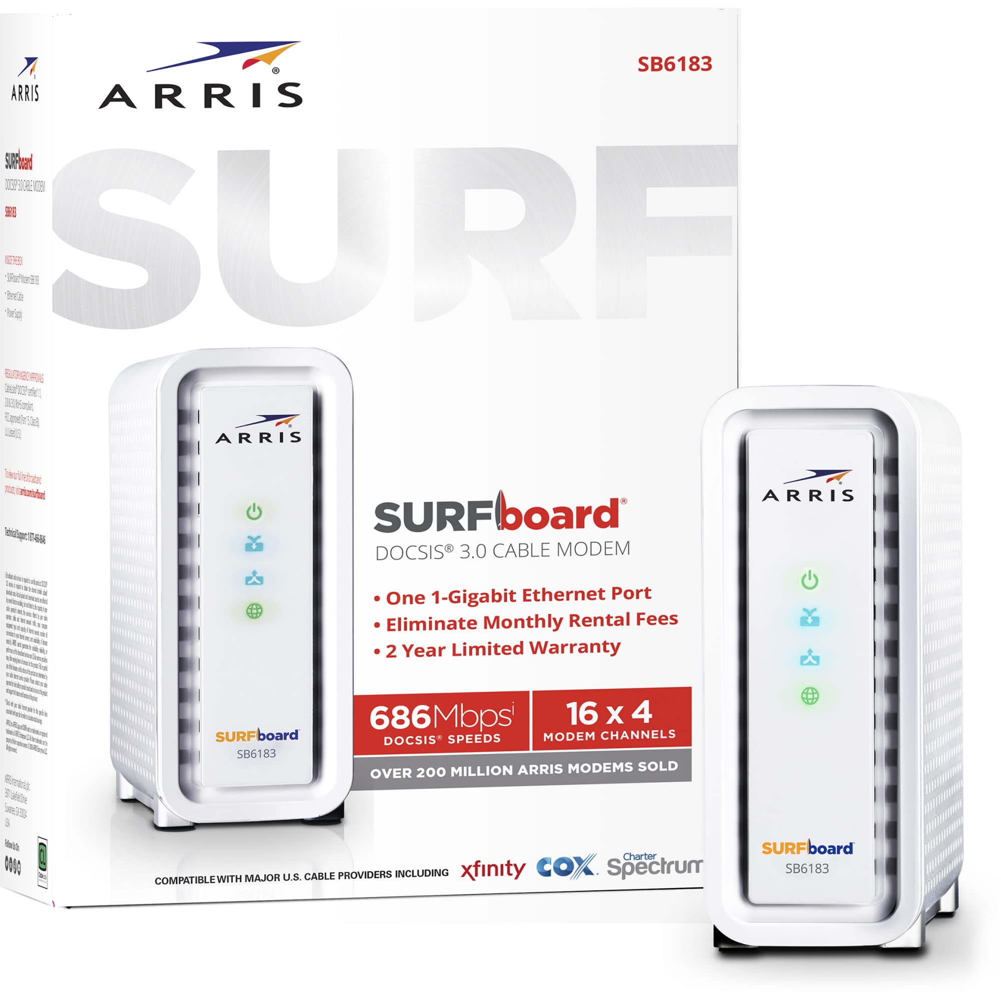 ARRIS® Surfboard® SB6183 Cable Modem, White