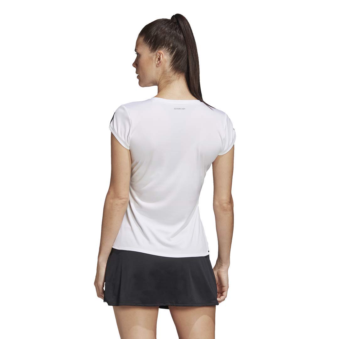 adidas womens 3-Stripes Club Tee White/Matte Silver/Black Medium
