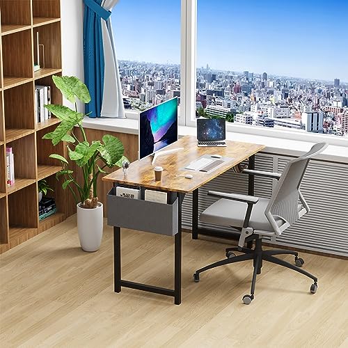 Computer Desk - 47 Inch Office Desk, Modern Desk with Storage, Wood Writing Desk, Corner Desk for Small Space, Executive Work Desk, Home Desk for Bedroom