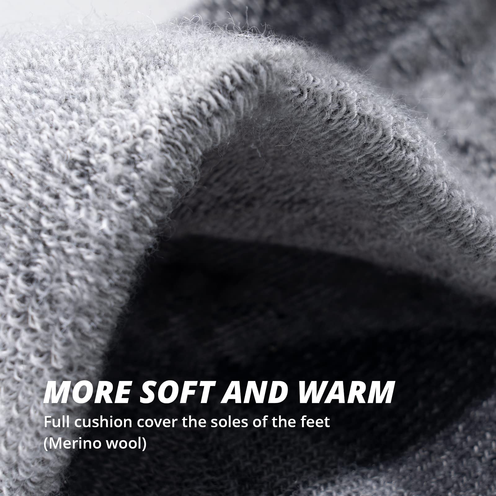 AKASO Merino Wool Hiking Socks - Breathable Moisture Wicking Crew Athletic Socks with Cushioned for Men & Women (2 Pairs)