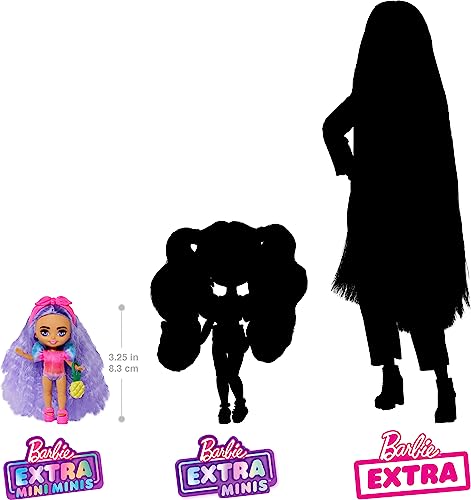 Barbie Extra Mini Minis Travel Doll with Beach Fashion, Tie-Dye Swimsuit and Tropical Accessories, Barbie Extra Fly Small Doll