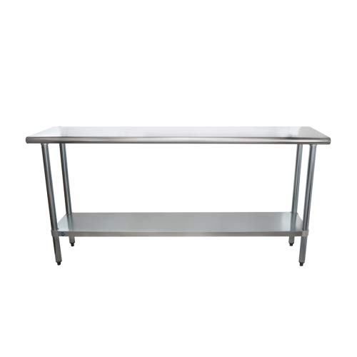 Express KitchQuip NSF Certified Heavy Duty Stainless Steel Prep Table for Home & Commercial Use with Galvanized Shelf, Legs, & Optional Wheels