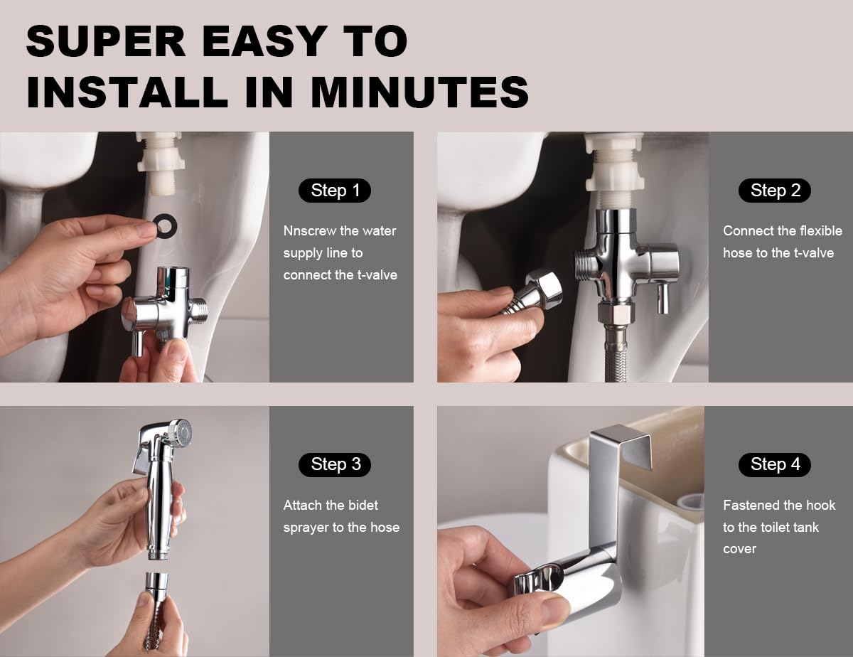 YUNZHIZHAO Powerful Handheld Bidet Sprayer for Toilet/Bathroom, Multi-Purpose Spray with Complete Premium Accessories