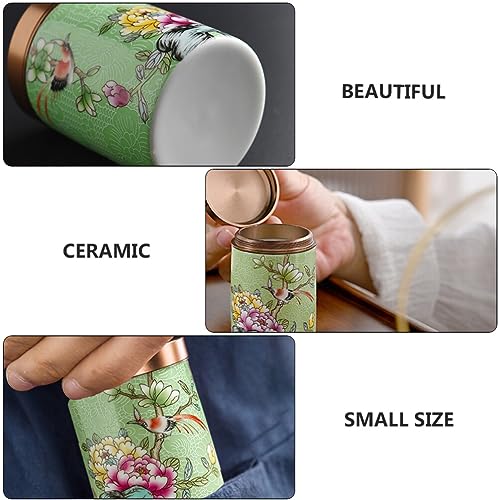 Cabilock Ceramic Tea Leaf Canister Airtight Tea Storage Jar Household Sealed Tea Storage Jar Food Storage Container for Loose Tea Coffee Bean Sugar Salt