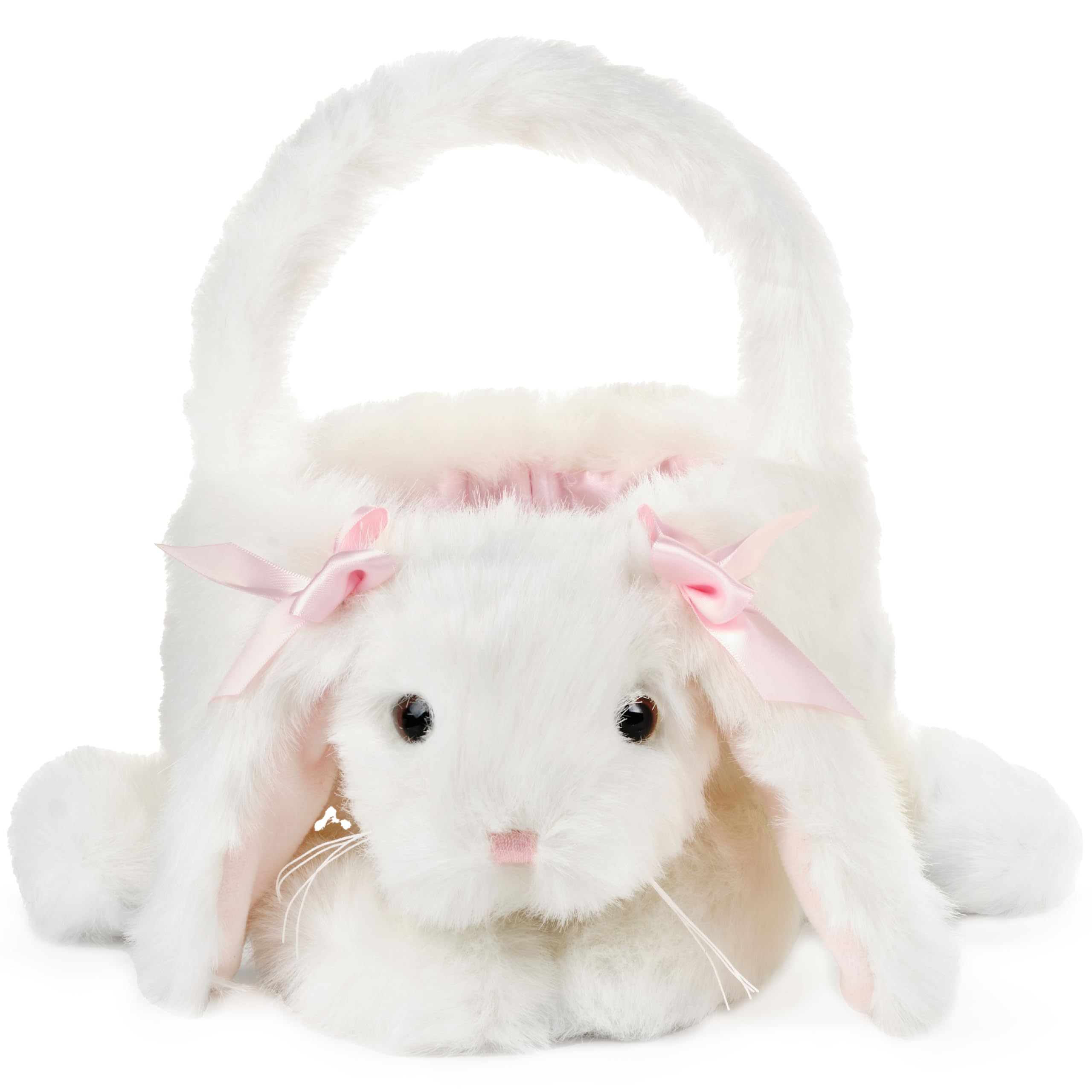 Bearington White Bunny Rabbit The Plush Easter Basket Bunny, 12 x 13 Inch Bunny Basket, Easter Basket for Babies