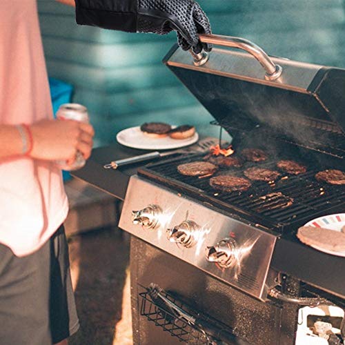 Extra Long Professional Silicone Oven Mitts with Quilted Liner, Durable Heat Resistant Oven Gloves, Heat Resistant Oven Gloves,1 Pair