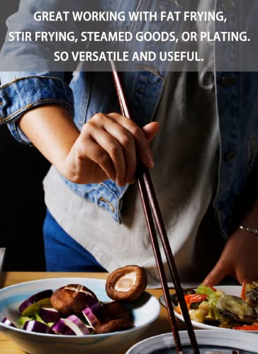 Donxote Cooking Chopsticks, Extra Long Wooden Kitchen Frying Chopstick 16.5 Inches - Brown(6-Pairs)