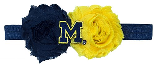 Divine Creations NCAA Michigan Wolverines UnFRAYgettable Flower Baby Headband, One Size, Navy