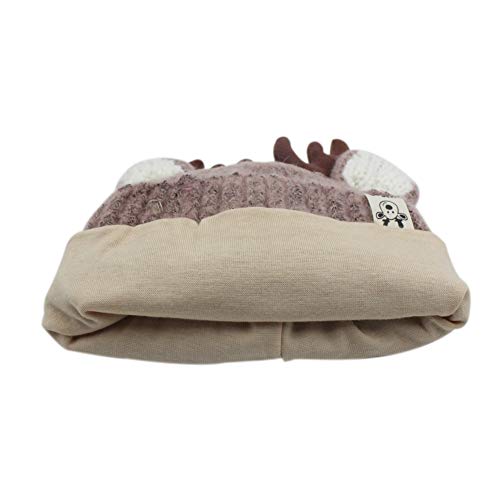 Cute Reindeer Antlers Baby Beanie Soft Warm Crochet Knitted Hat for Toddler Girls Boys Pink