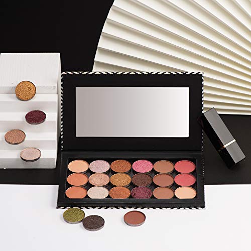 Allwon Magnetic Palette Black Empty Makeup Palette with Mirror and 20Pcs Adhesive Empty Palette Metal Stickers for Eyeshadow Lipstick Blush Powder