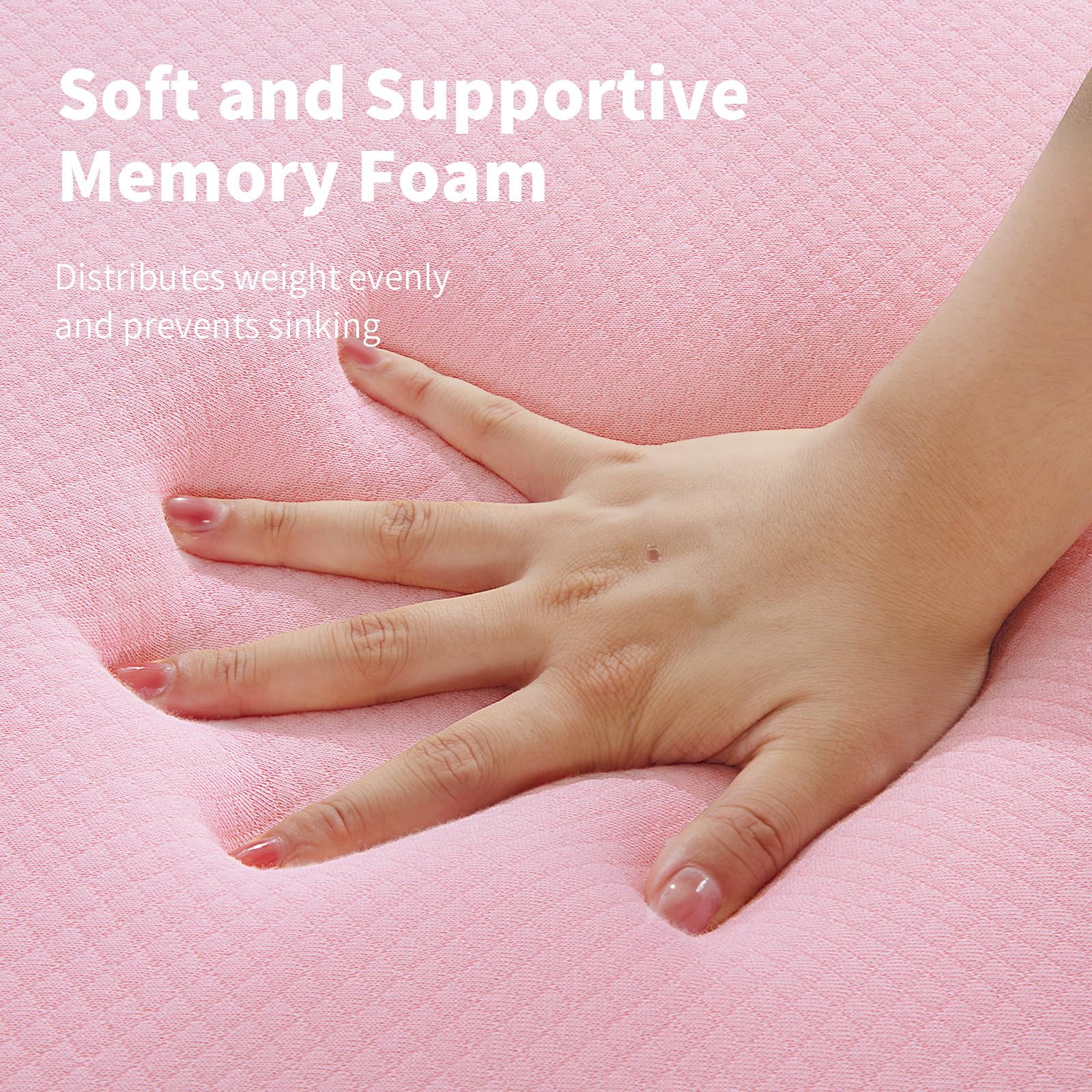 HOMBYS Memory Foam Massage Bed Mattress Topper with Removable Cover, Pink Massage Table Topper with Elastic Bands, Non-Slip Lash Bed Cushion Only (Bed Not Included)