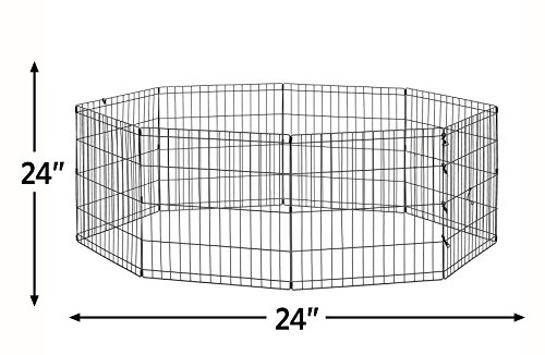 New World Pet Products 24" Foldable Black Metal Dog Exercise Pen No Door