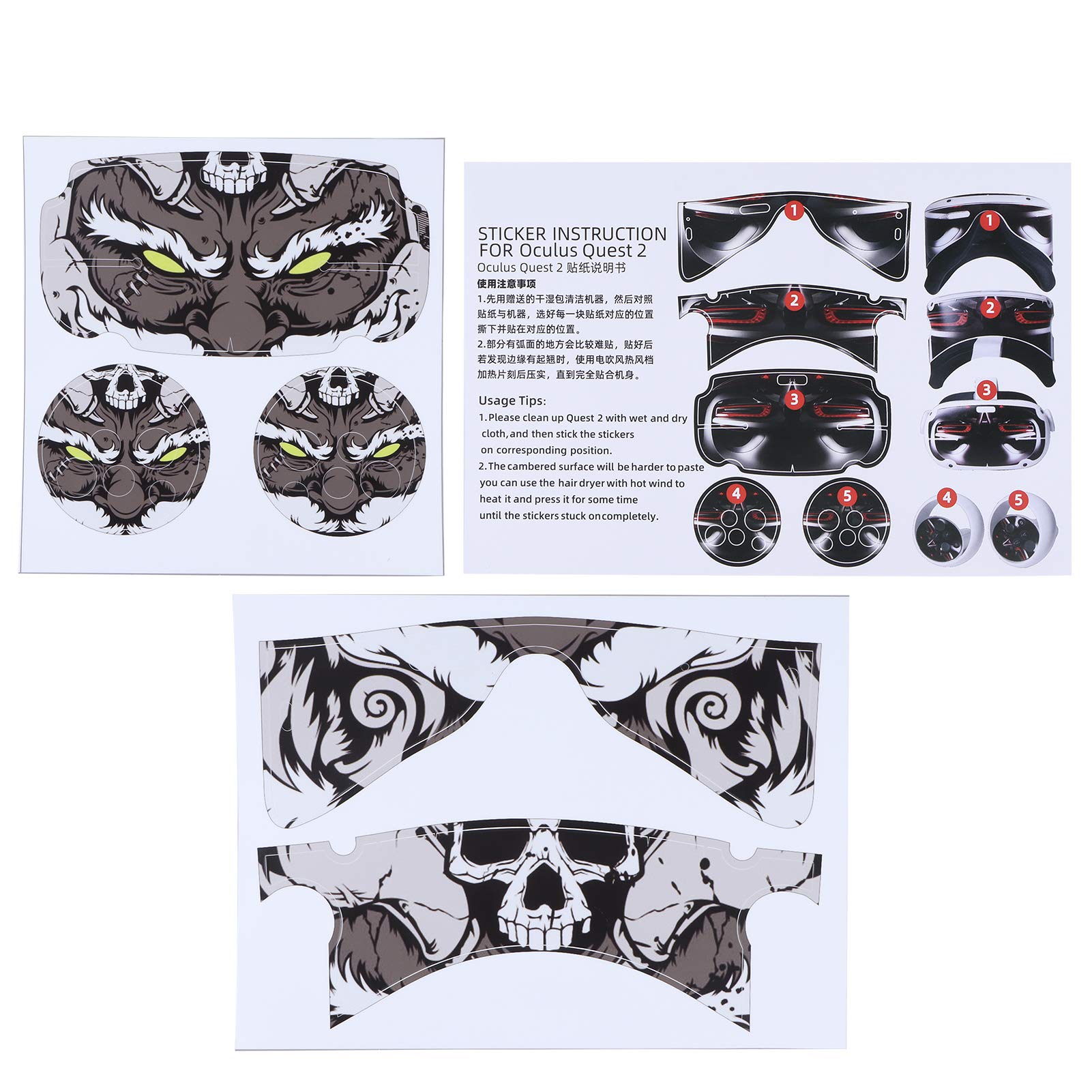 Eboxer VR Glasses Skin Sticker for Oculus Quest 2, VR Headsets and Controller Sticker for Oculus Quest 2 Protective Decal, Virtual Reality Protective Accessories (Dark Lord)