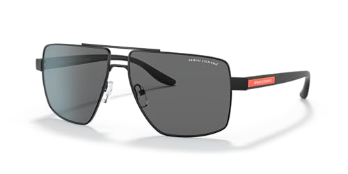 A|X ARMANI EXCHANGE Men's Ax2037s Square Sunglasses, Matte Gunmetal/Light Grey, 60 mm