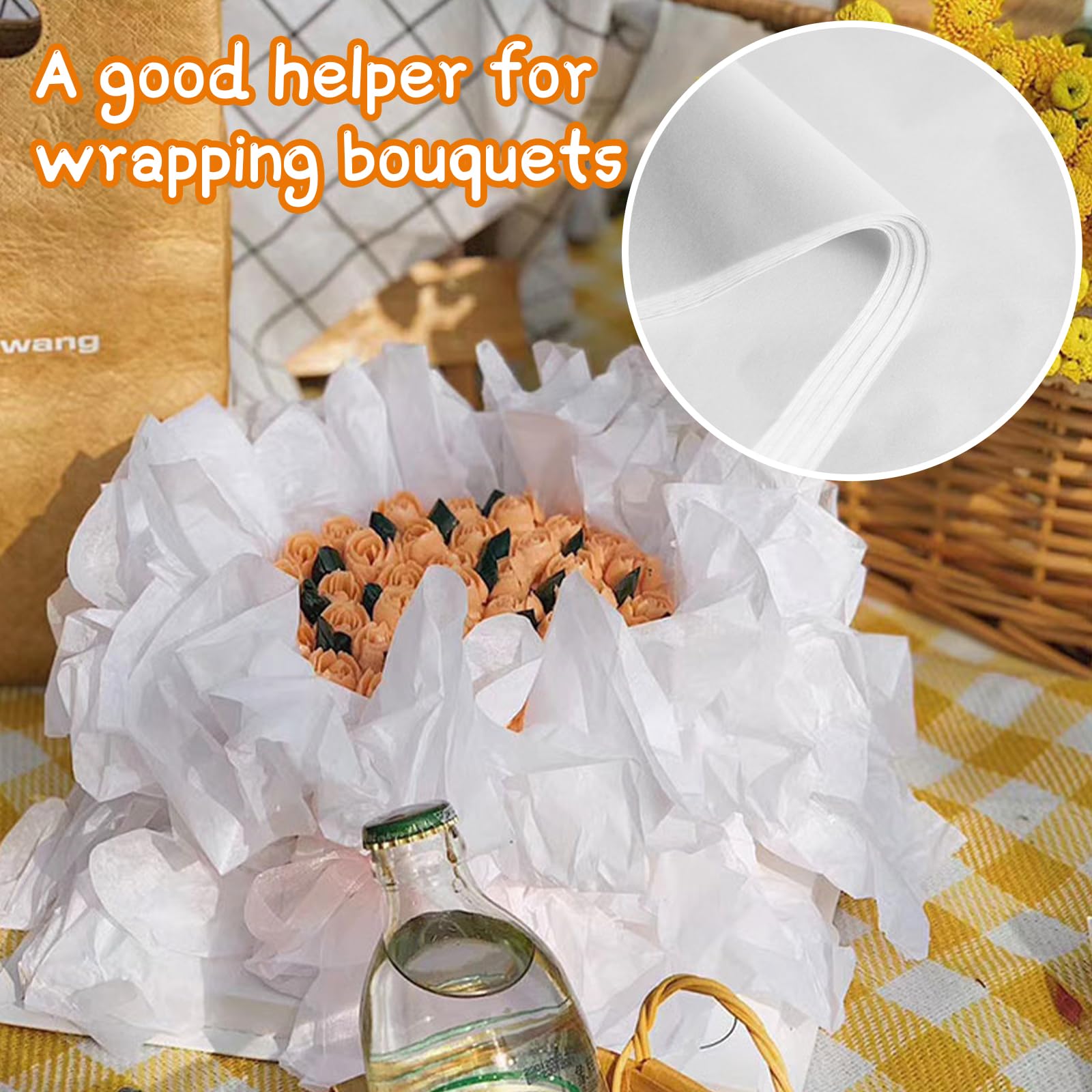 Arcccky 200 Sheets White Tissue Paper for Gift Wrapping Packing, 20'' x 30'' Bulk Tissue Paper for Preserving Clothes Arts Craft and Flowers, Gift Wrapping Tissue for Wedding Birthday Showers Party