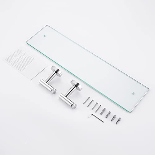 KES Glass Shelf Bathroom Rectangular Shelf 20-Inch with 8 MM-Thick Tempered Glass Rustproof Metal Bracket Wall Mount Brushed Finish, A2021-2