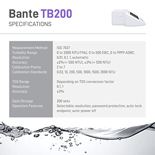 Bante TB200 Laboratory Turbidity Meter | Turbidimeter | 2 to 7 Points Calibration, Selectable TSS Measurement Mode and Turbidity Units, Accuracy ±2%