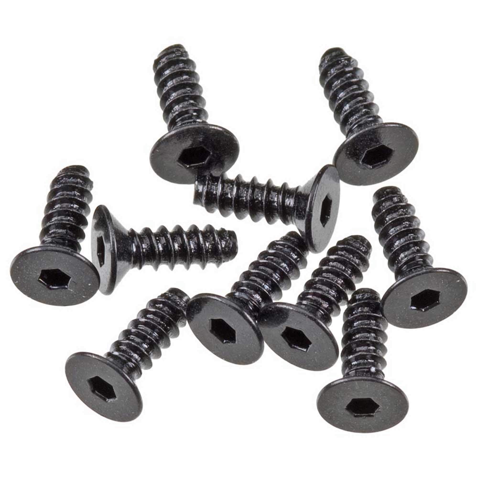 Axial AXA0413 Hex Socket Tapping Flat Head Screws (10-Piece), 2.6x8mm, Black