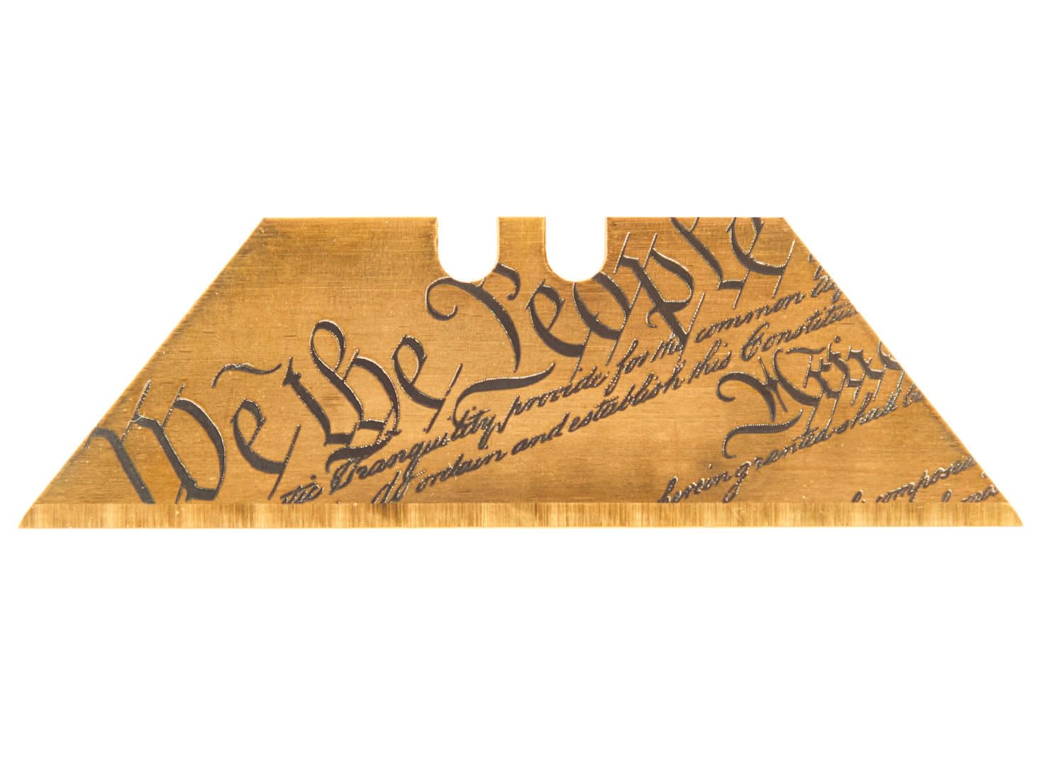 NDZ Performance Steel Blade Replacement for Berkling Utility Knife, Custom Razor Blade, Double Sided Laser Engraved Designs, Gold - We The People, Single Pack