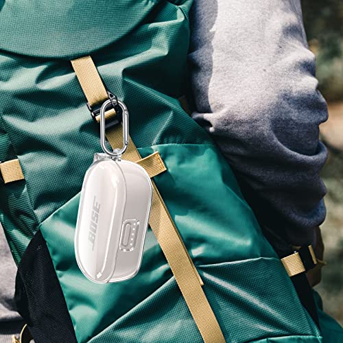Bose QuietComfort Earbuds Case Cover, Filoto Hard Protective Case for Bose QuietComfort Noise Cancelling Earbuds with Carabiner Keychain Accessories for Men Women (Clear)