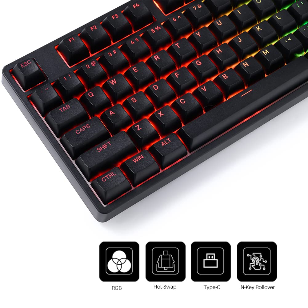 Akko 5087S TKL Hot-swappable Mechanical Keyboard White with PBT Shine-Through Keycaps, RGB Backlit, Linear Switches, NKRO Roller, 87 Keys Wired Gaming Keyboard for Windows Mac PC Games