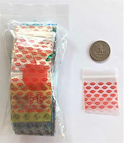 Apple Brand Bags 1515 Original Apple Brand Zip Top Baggies Mix 26 Designs 104 bags 1.5 x 1.5, Clear