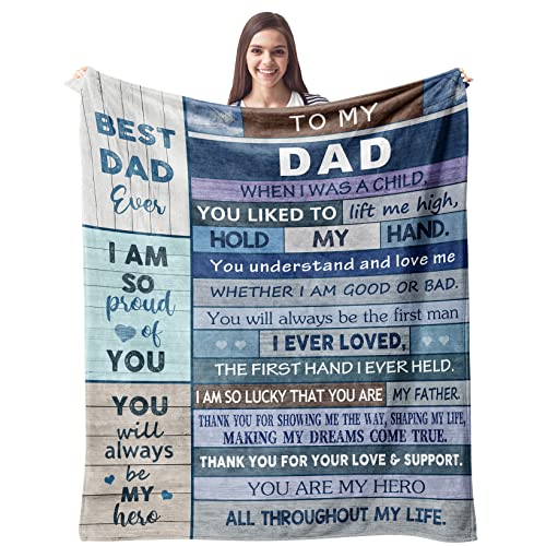CUJUYO Gifts for Dad Blanket 60"x50", Dad Birthday Gift Throw Blanket, Dad Gifts, Father Birthday Gift, Father Gifts Ideas, Best Dad Gifts from Daughter Son on Christmas, New Dad Gifts for Men