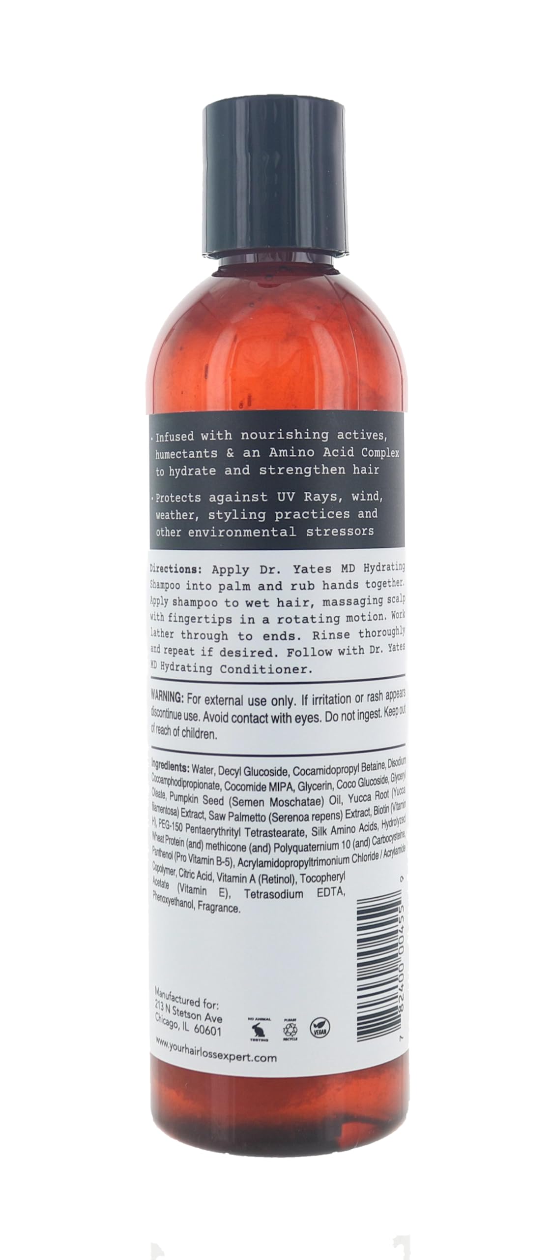 Dr. Yates MD - Hydrating Shampoo, Hydrates Hair and Supports Fuller, Thicker Hair (8 Fl Oz)
