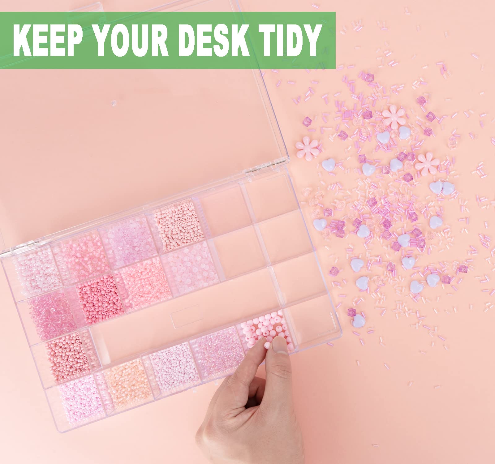 Bead Organizer Conatiner (3 Pack) 21 Grids Diamond Painting Storage Containers, Portable Crafts Organizers and Storage, Clear Compartment Container Storage for Jewelry, Fishing Tackles Glitter or Seed