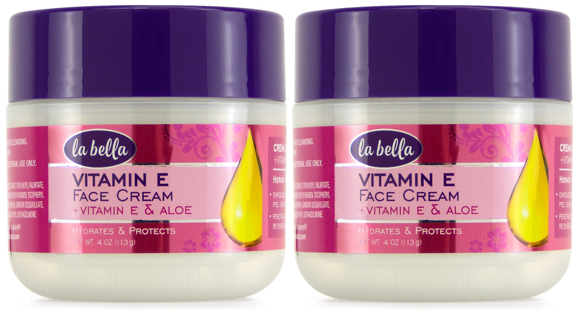 LA BELLA, Face Cream, Vitamin E & Aloe, 4 oz, Pack of 2