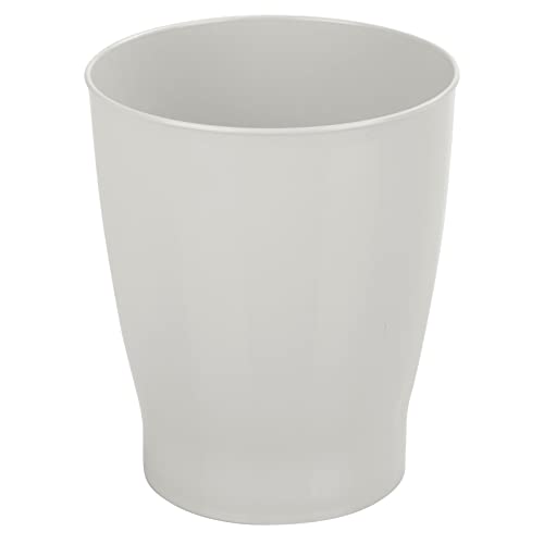 mDesign Plastic Slim Round Small 1.25 Gallon Trash Can, Wastebasket, Garbage Container Bin for Bathroom, Bedroom, Kitchen, Home Office, and Kids Room Waste Use - 2 Pack - Light Gray