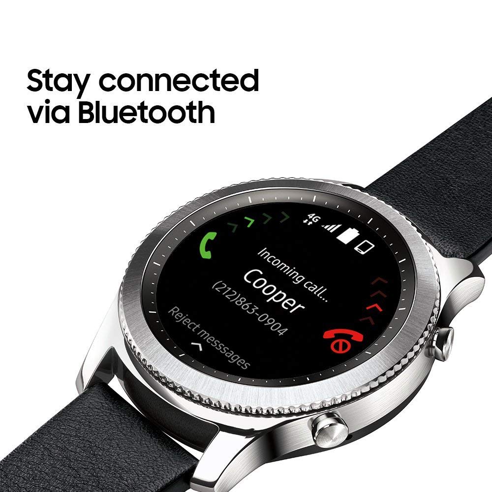 Samsung Gear S3 Classic Smartwatch 4GB SM-R770 with Leather Band (Silver) Tizen OS - International Version with No Warranty (Renewed)