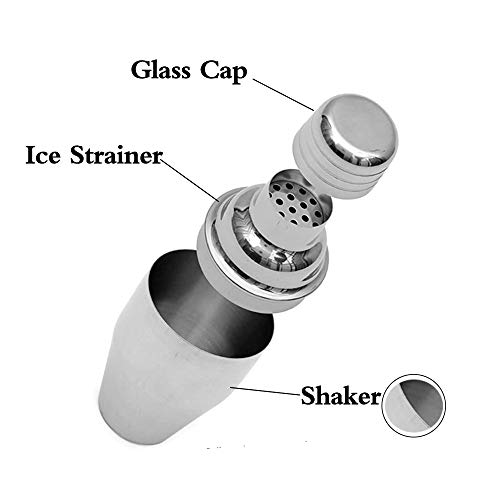 Delidge Cocktail Shaker Small Martini Shaker Stainless Steel Small Drink Shaker with Strainer and Lid Top, Mini Martini Shaker Bar Shaker (8.4oz/250ml,small) Shakers Bartending