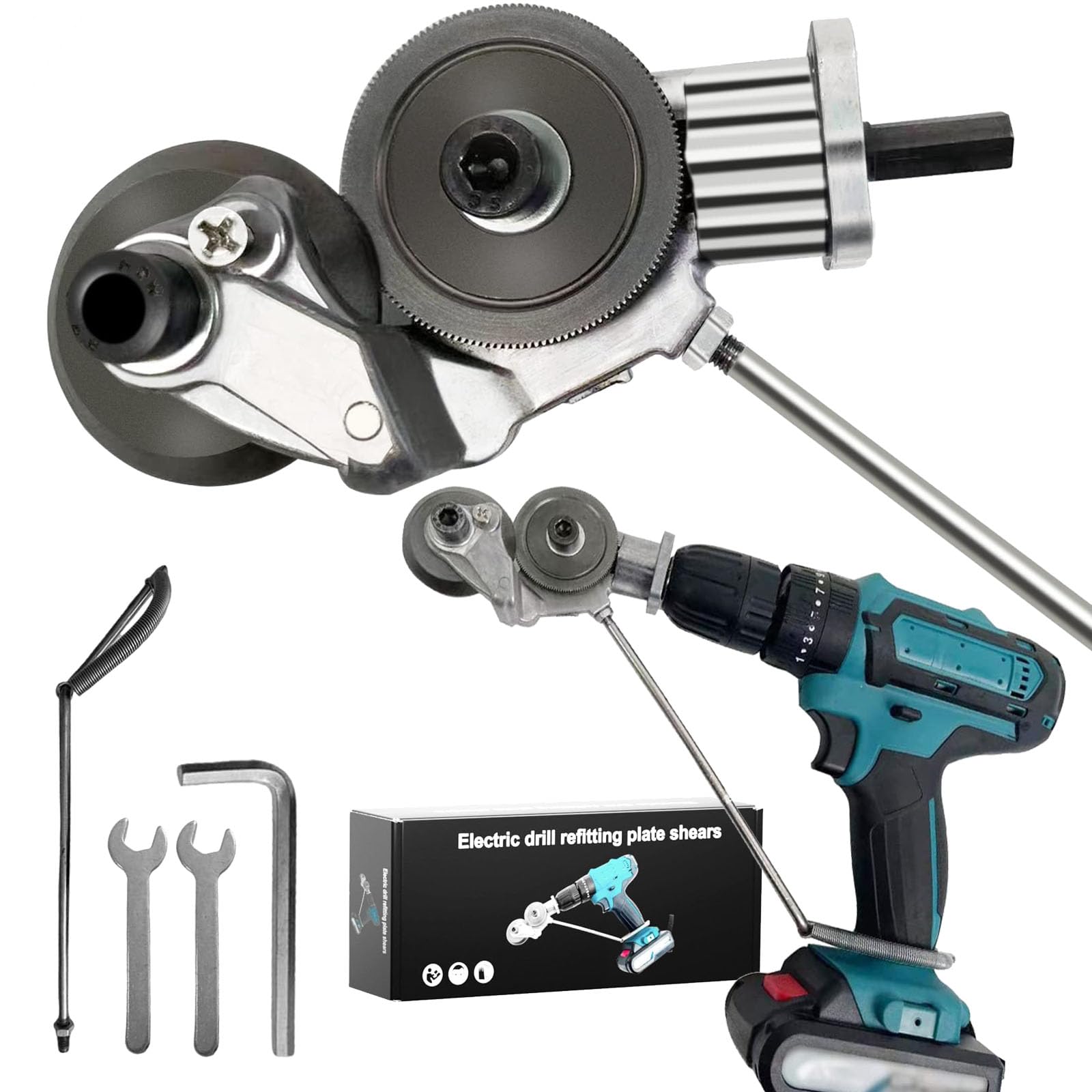 JIAYUNA 2024 NEW Metal Nibbler Drill Attachment, Metal Nibbler Drill Attachment with Adapter, DIY Metal Drill Attachment, Metal Cutter Sheet Drill Attachment for Metal Cutting