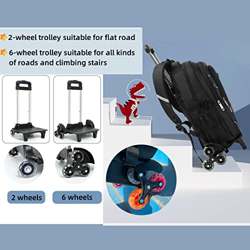 Rolling Backpack for Kids Luggage BookBag with Wheels Middle School Trolley Bag Wheeled Travel Backpack for Girls & Boys