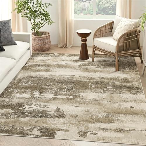 Area Rugs 8x10 for Living Room Bedroom Machine Washable Modern Abstract Soft Amber Large Rugs with Non Slip Backing, Floor Carpet for Dining Room