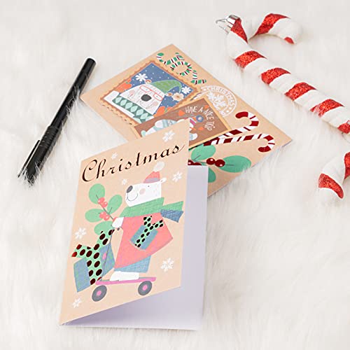 BIOBROWN Greeting Card Santa Claus and Polar Bear with Skateboard Design with 12pcs Envelopes for Holiday - 4x6 inch, 12 pcs (6 designs,2pcs per design)