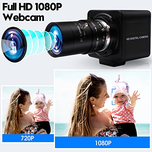 ALPCAM USB Camera VGA 100fps Webcam 10X 5-50mm Varifocal Lens USB Camera,2MP USB Zoom Conference Camera with CMOS OV2710 Sensor,Full HD 1080P UVC Webcame for Android Windows Mac Linux Raspberry Pi