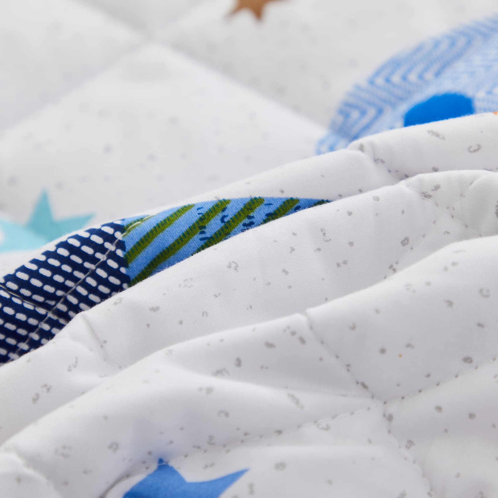 Brandream Outer Space Toddler Bedding Sets for Boys Spaceship Galaxy Rocket Bed in A Bag Cotton Comforter Set, 4PCS Includes Comforter, Top Sheet, Mattress Sheet, Pillowcases
