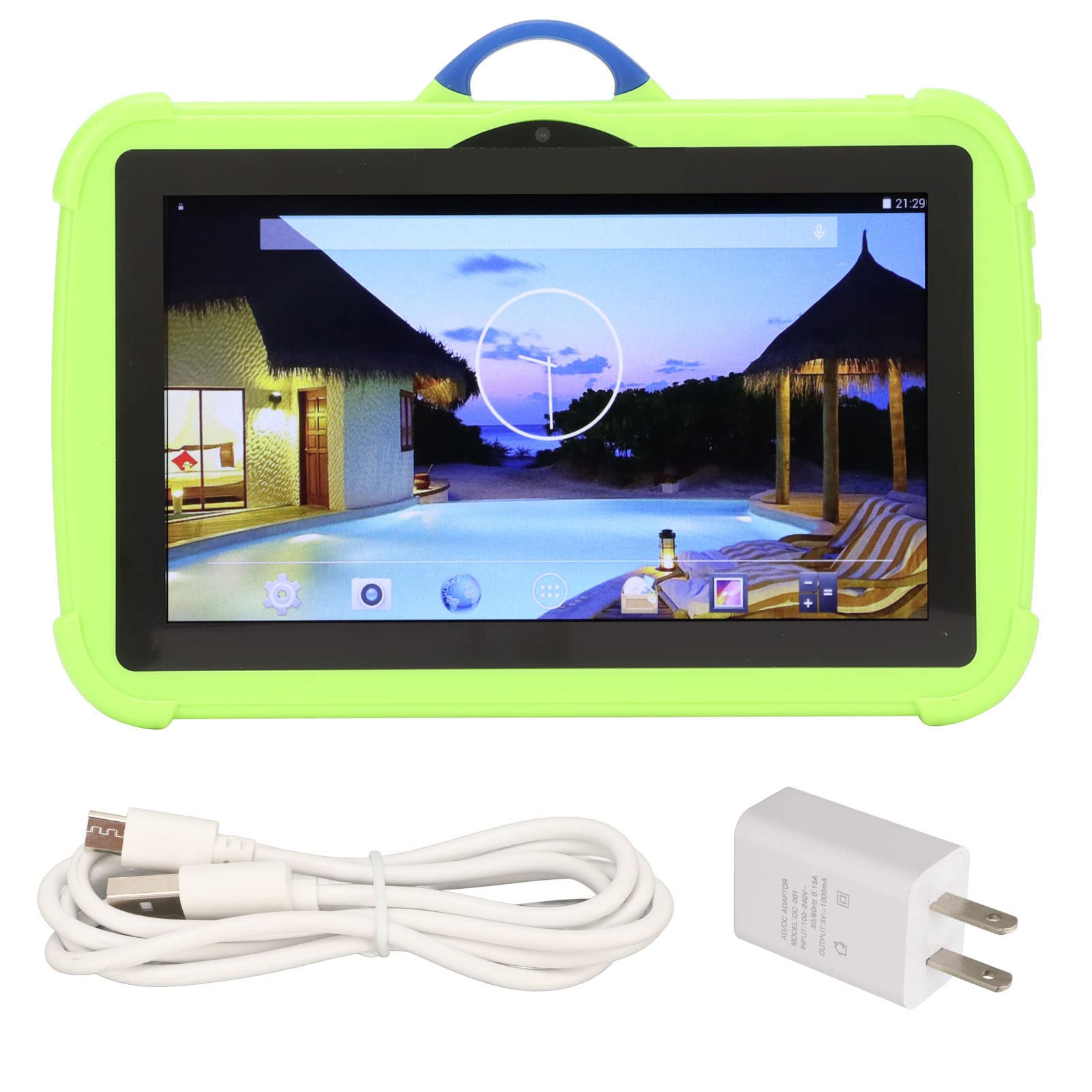 AUHX Toddler Tablet, Quad Core Processor 7 Inch Kids Tablet Dual Cameras IPS HD Screen Lightweight with Stand for Travel (US Plug)