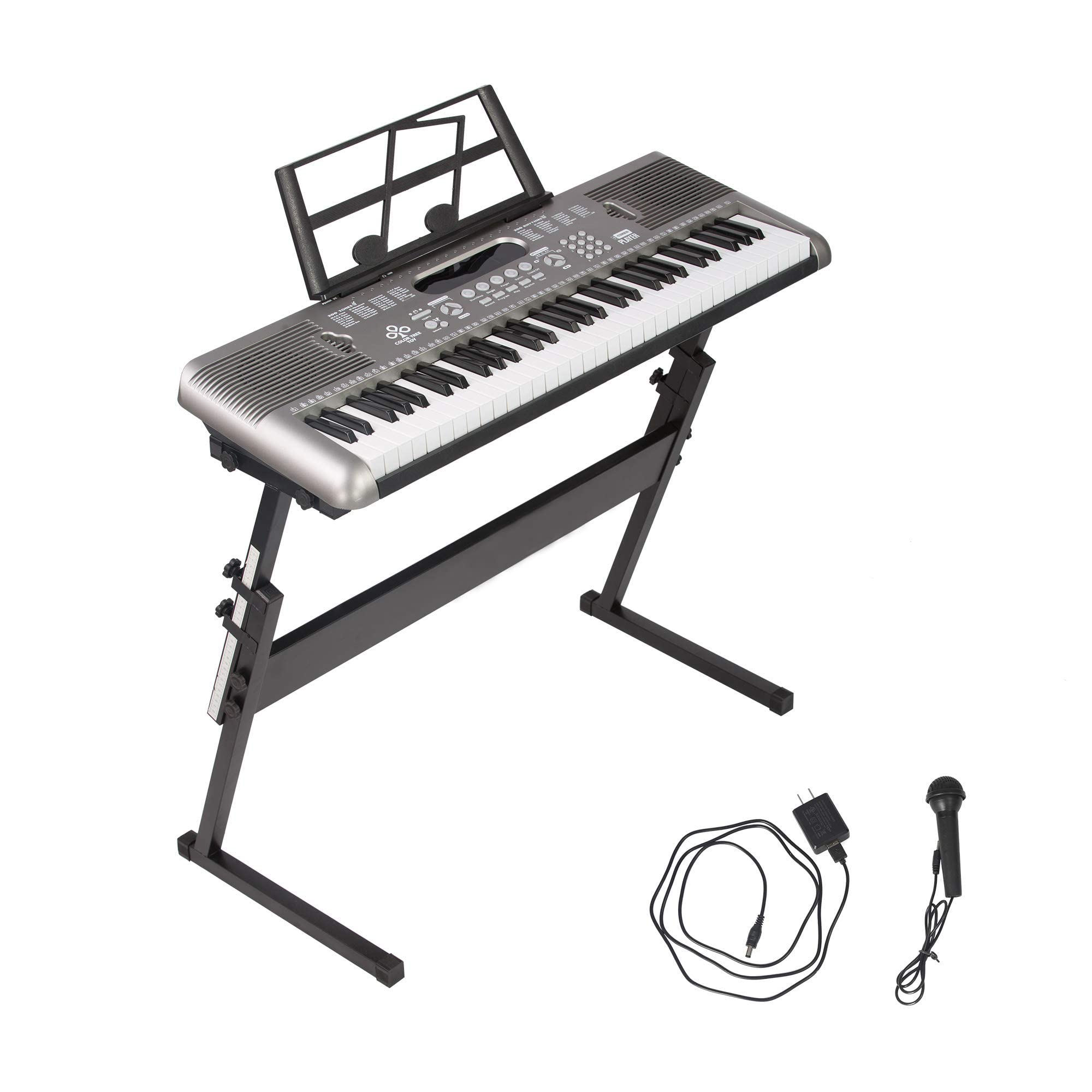 61 Key Portable Electronic Piano Keyboard with Adjustable Stand and Music Note Holder, Electronic Musical Instruments Starter Set for Kids and Adults