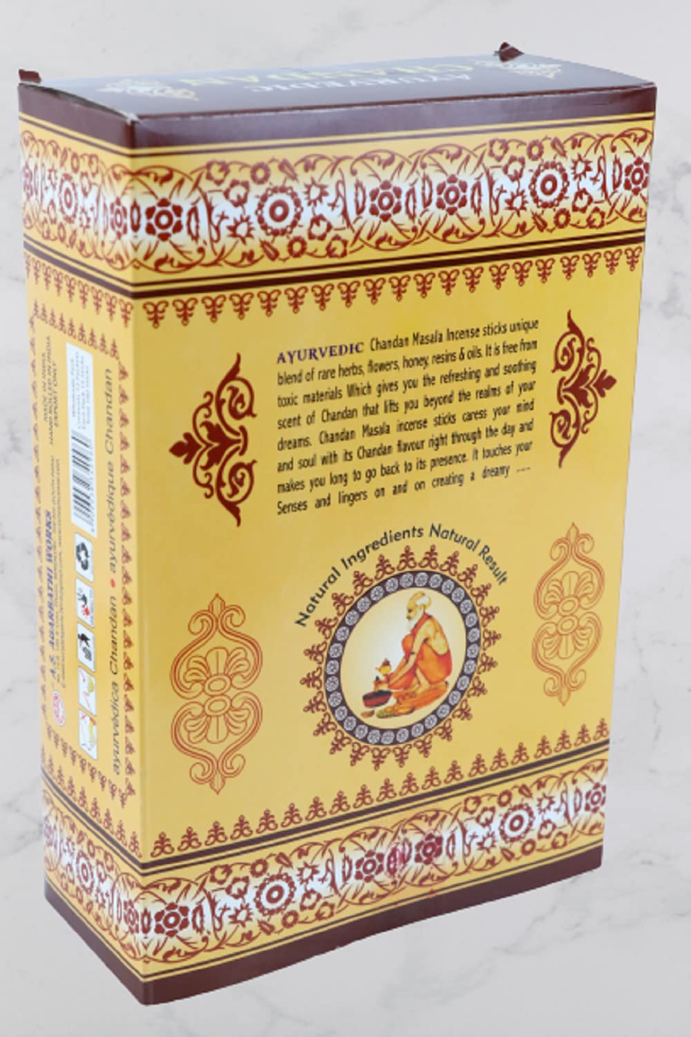 AYURVEDIC Chandan Fragrance Incense Sticks| Aromatic Natural and Safe Agarbatti Set| Home&Garden Incense 12 Box Eco Friendly.