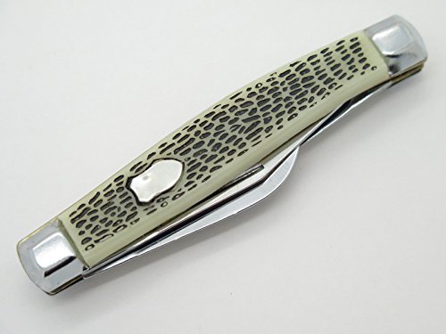 Artist Unknown Vintage Old Stock 1980s Made In China Snake Skin Stockman Folding Pocket Whittler Knife