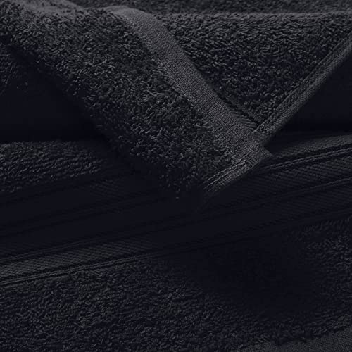 BOUTIQUO 100% Cotton 2 Pack Bath Towel Set 28x55 inches, Eco-Friendly Large Bath Towels,Compact Quickdry Lightweight Soft & Highly Absorbent Bath Towel, Ideal for Everyday Gym Travel Camp Pool - Black
