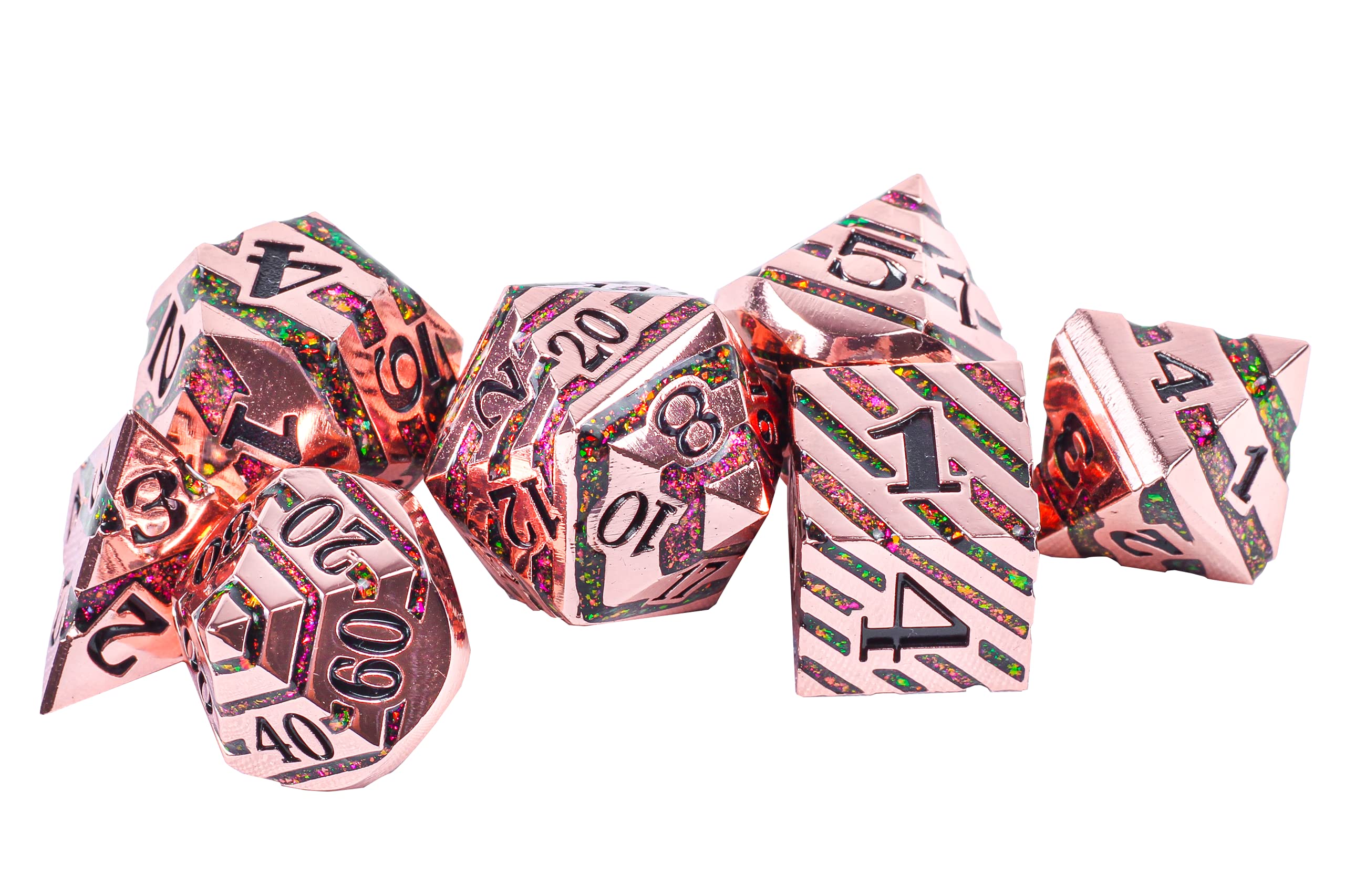 Copper Vein of Magic DND Metal Dice Set for Dungeons and Dragons Gifts, D&D, D and D, Pathfinder, Accessories, D20, Polyhedral, Resin Dice, Metal, Dice Tray, Tower, Bag, Box