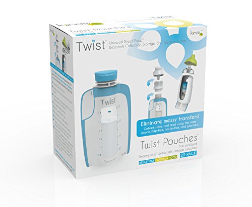 Kiinde Twist Pouch Direct-Pump Direct-Feed Twist Cap Breast Milk Storage Bag for Pumping, Freezing, Heating and Feeding, Pre-Sterilized, Breast Feeding Essentials, 6 Ounce, Pack of 20