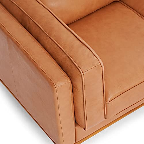 Valencia Artisan Full Leather Sofa 88β - Pure Full Italian Nappa Leather Couch, Solid Wood Accent, Ultimate Comfort, Cognac Tan